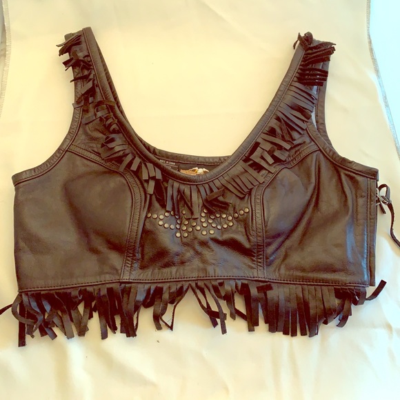 Harley-Davidson | Tops | Harley Davidson Leather Fringe Tankini Top ...